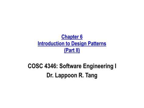 Ppt Chapter 6 Introduction To Design Patterns Part Ii Powerpoint