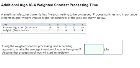 Solved Additional Algo 18 4 Weighted Shortest Processing