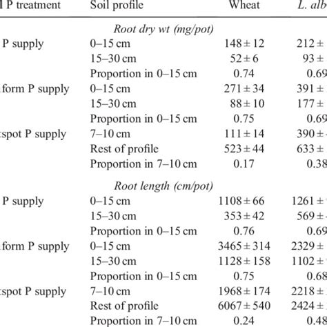 Shoot And Root Phosphorus Contents Of Wheat And L Albus Subjected To
