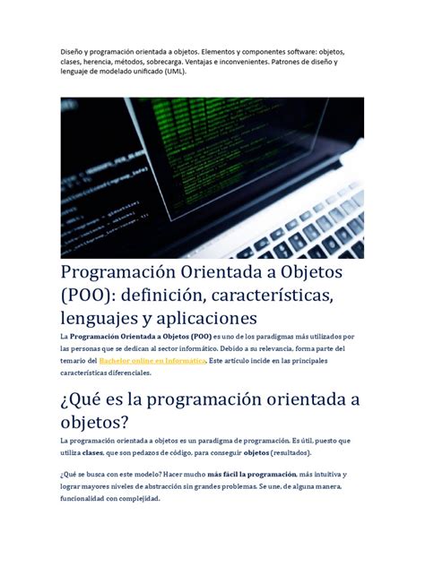 Diseño Y Programación Orientada A Objetos Pdf Objeto Informática