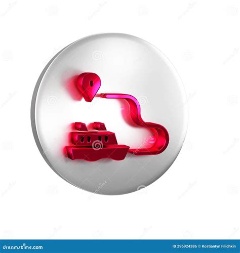 red ship line path of ship sea route with start point gps and black line icon isolated on