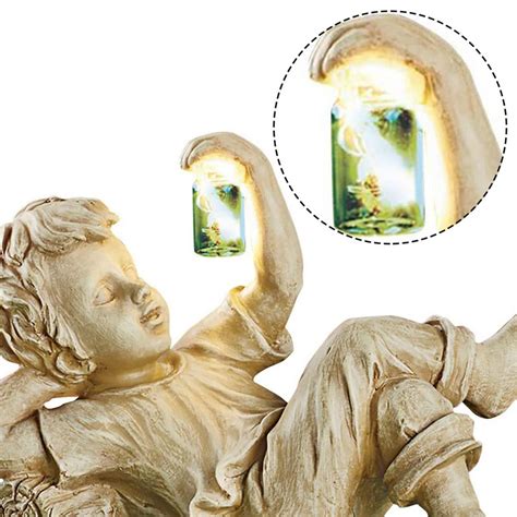 Творческа градина Деца Слънчева светлина Светулка Буркан Момче Момиче Статуя Двор Външна