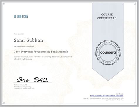 Coursera C Learning Programming Language Sami Subhan
