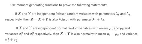 Solved Use Moment Generating Functions To Prove The Chegg