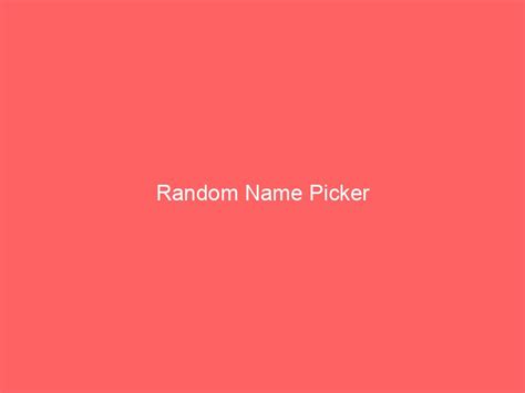 Random Name Picker