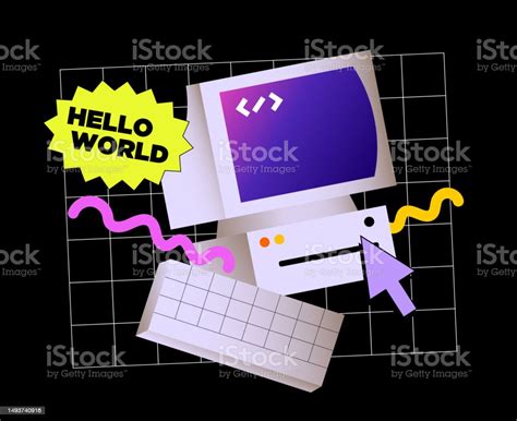 복고풍 빈티지 컴퓨터 또는 Pc 시스템 장치 및 키보드는 증기파 미학 90년대 00년대 스타일입니다 향수를 불러일으키는 데스크탑 벡터 그림입니다 고풍스런에 대한 스톡 벡터