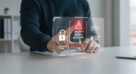 Detecting Security Breach With Futuristic Interface For Cybersecurity Defense System Stock