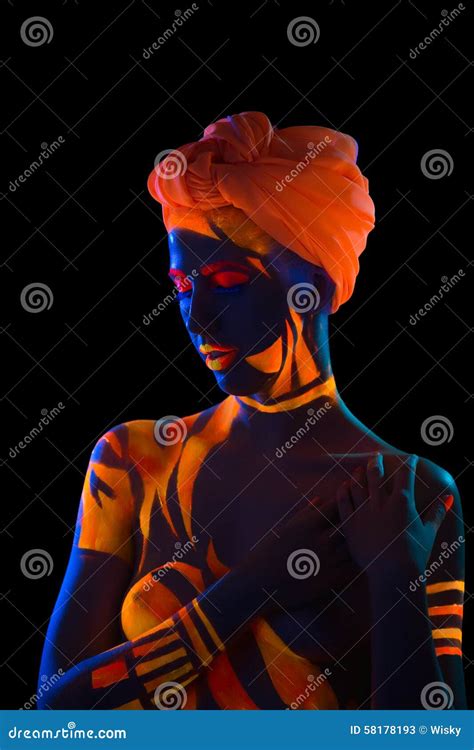 Modern Oriental Woman Posing Nude With Body Art Stock Image Image Of