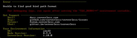 unable to get good binding path · issue 232 · serverless serverless python requirements · github