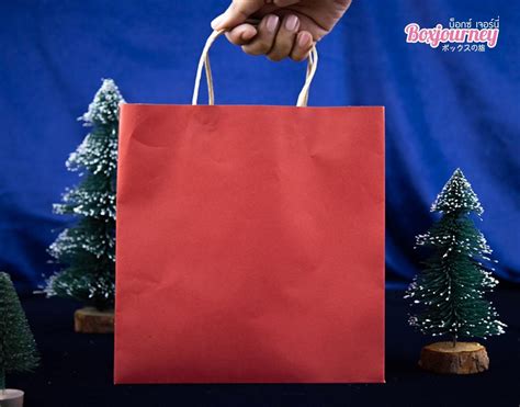 ถุงกระดาษคราฟท์ สีแดง กว้าง23 X หนา15 2 X สูง23 7 ซม บรรจุ 25 ใบ