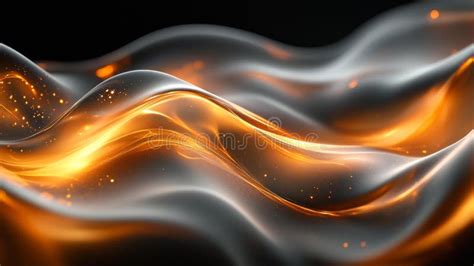 Abstract Flowing Metallic Waves In Golden Light Generative Ai Stock Illustration Illustration