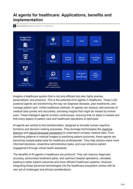 Ai Agents For Healthcare Applications Benefits And Implementation Pdf
