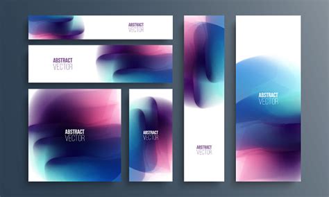 생생한 색상의 배너와 전단지의 집합입니다 창의적인 그래픽 디자인을 위한 여러 가지 색상의 흐릿한 그라디언트가 있는 밝은 추상 배경 0명에 대한 스톡 벡터 아트 및 기타