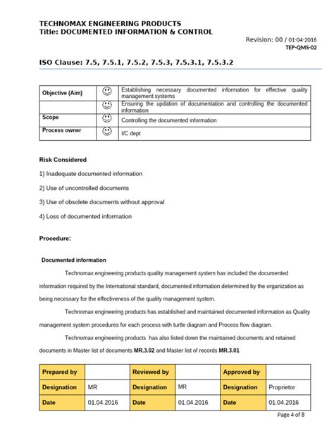 Documented Information And Control Pdf Quality Management International Organization For
