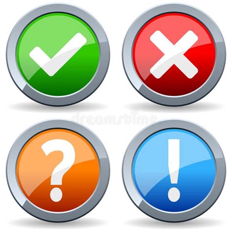 Yes No Question Answer Buttons Collection Of Four Colorful Glossy