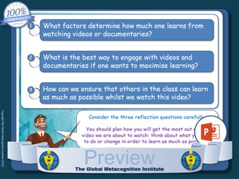 Metacognition Questioning Tool For Use With Videos All Subjects
