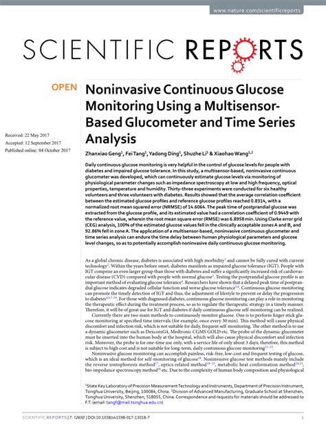 Pdf Noninvasive Continuous Glucose Monitoring Using A Multisensor Based Glucometer And Time