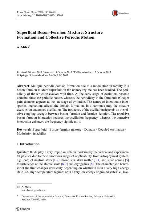 Pdf Superfluid Bosonfermion Mixture Structure Formation And Collective Periodic Motion