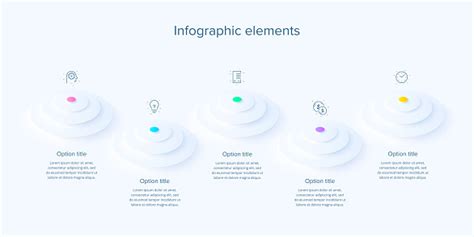 비정형 설계에서 5 단계와 비즈니스 프로세스 차트 인포 그래픽 회사 워크플로 그래픽 요소에 동그라미를 친다 회사 순서도 프리젠 테이션 슬라이드 템플릿 벡터 정보 그래픽 0