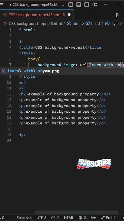 🧑🏻‍💻 How To Add Css Background Repeat Html Css Shorts Coding