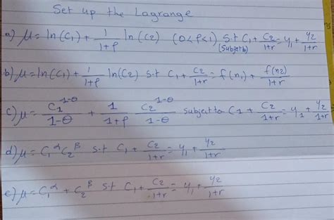 Solved Set Up The Lagrange B Chegg Com