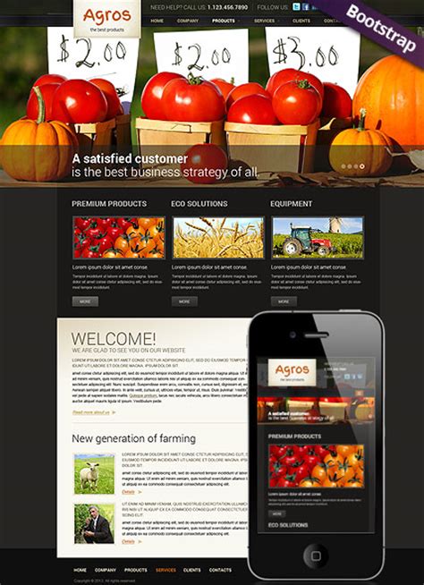 Agriculture Bootstrap Template ID 300111688 From Bootstrap Template