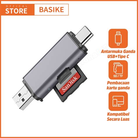 Jual BASIKE Card Reader 2 In 2 High Speed For Flashdisk OTG Type C Memory Card Micro SD TF Card