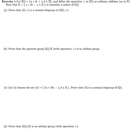 Solved Exercise Let Z I A Bi A B E Z And Define Chegg Com