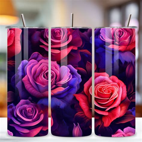 Mystical Roses Tumbler Wrap Seamless Design Png Tumbler Wrap