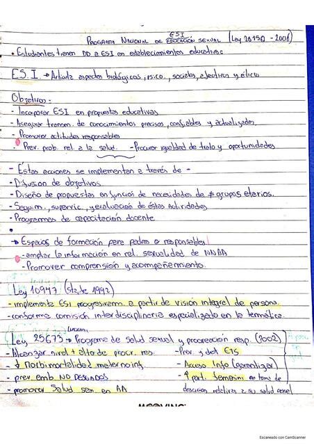 Programa Nacional de E S I educación sexual integral astrocito med