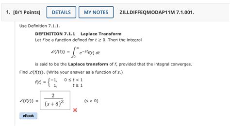 Solved Use Definition 7 1 1 Definition 7 1 1 ﻿laplace