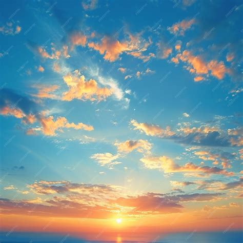 Abstract Beautiful Sunset Blue Sky Background With Sunny Premium Ai