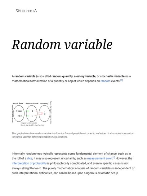 Random Variable Wikipedia Pdf Random Variable Probability