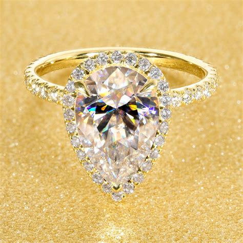 35ct Elongated Pear Shaped Halo Engagement Ring Earthena Jewelry