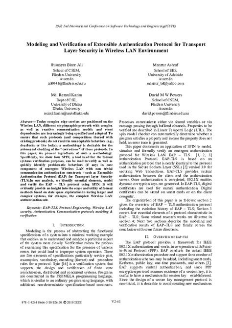 Pdf Modeling And Verification Of Extensible Authentication Protocol For Transport Layer