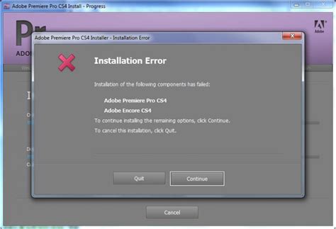 Error Encountered While Installing Adobe Premier Pro