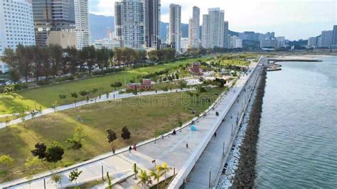 Aerial View Of Gurney Bay Waterfront Park And Skate Park In Penang