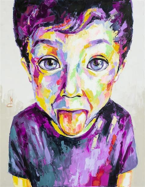 Pintura de retrato al óleo en tonos multicolores imagen abstracta de un primer plano conceptual