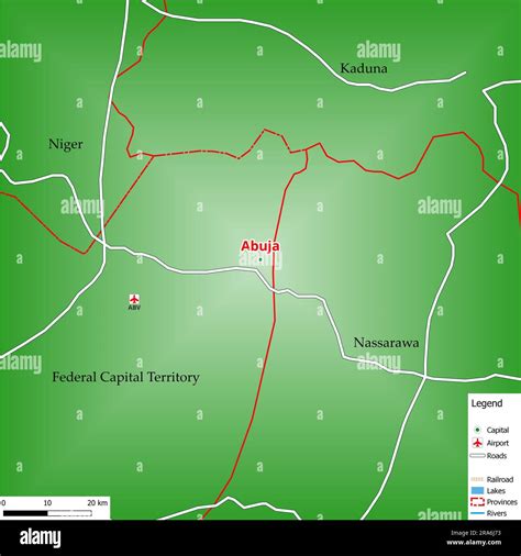 Map Of The Capital City Abuja With Main Streets Rivers Lakes Urban