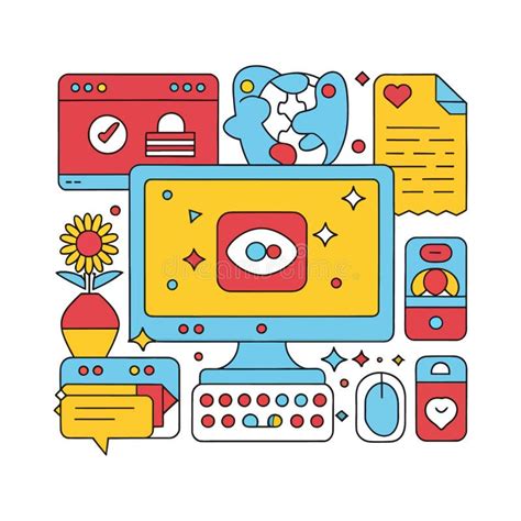 Vintage Style Computer And Technology Art Stock Vector Illustration