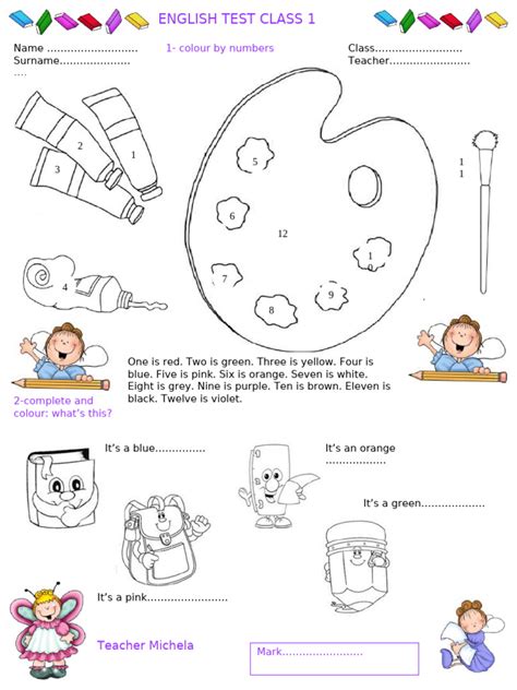 English Test Class 1 Colours Numbers School Object Test Pdf English Test Class 1 Colours Numbers School Object Test Pdf