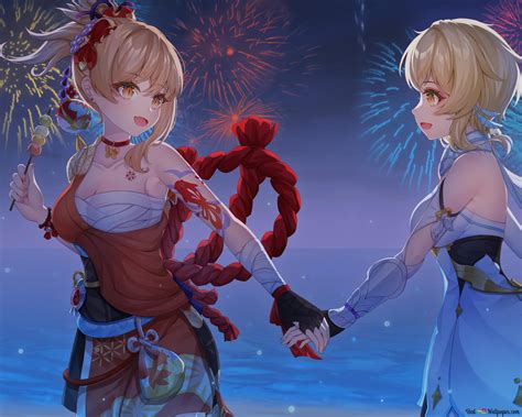 Yoimiya Lumine Together In Festival Night Genshin Impact K Wallpaper Download