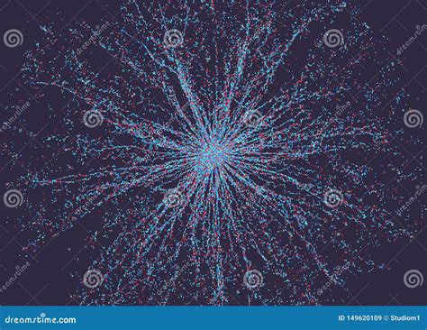 Abstract Science Or Technology Background Array With Dynamic Particles Stock Vector
