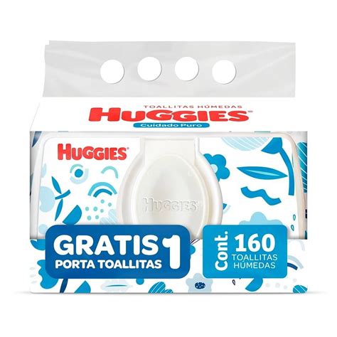 Toallitas Húmedas Huggies Cuidado Puro 160 Piezas 1 Porta Toallitas