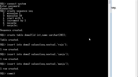 Sequence In Oracle Youtube