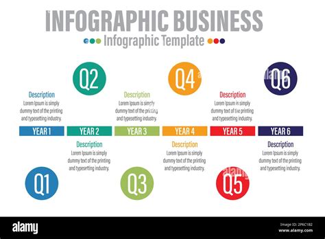 6project 6months 6yearmodern Timeline Diagram With Progress Circle Presentation Vector