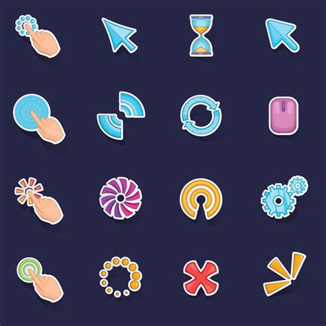 Click Cursors Icons Set Vector Sticker Vector Art At Vecteezy