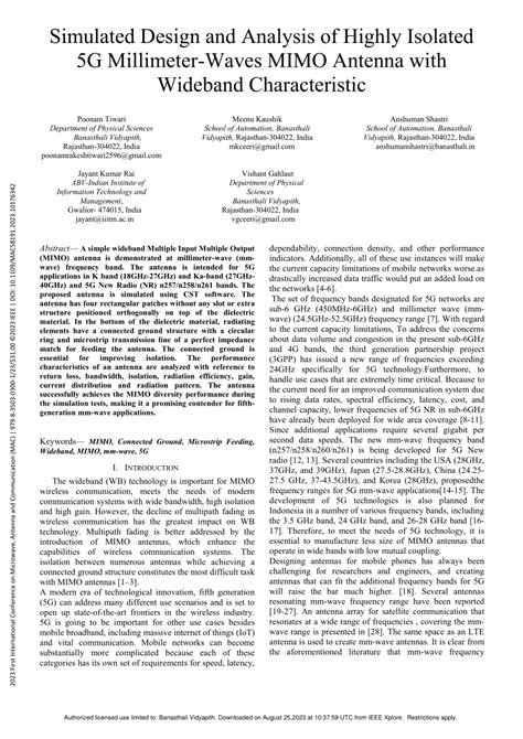 Pdf Simulated Design And Analysis Of Highly Isolated 5g Millimeter Waves Mimo Antenna With