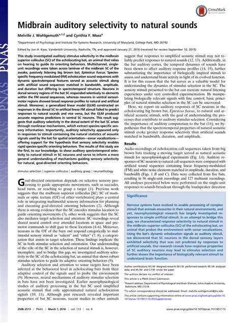 Pdf Midbrain Auditory Selectivity To Natural Sounds