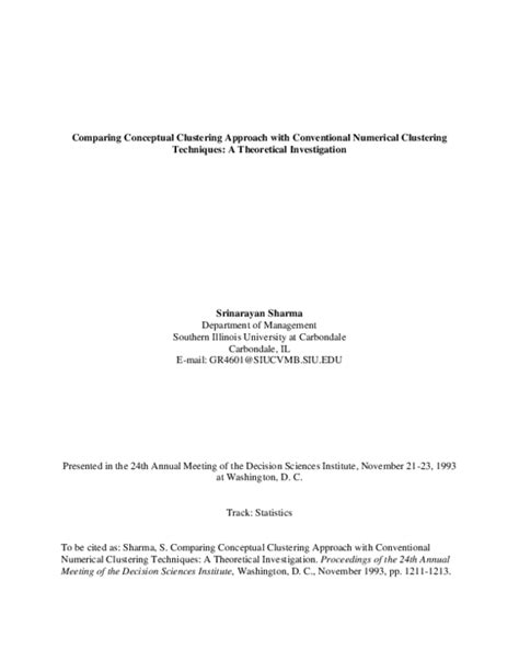 Pdf Comparing Conceptual Clustering Approach With Conventional Numerical Clustering Techniques